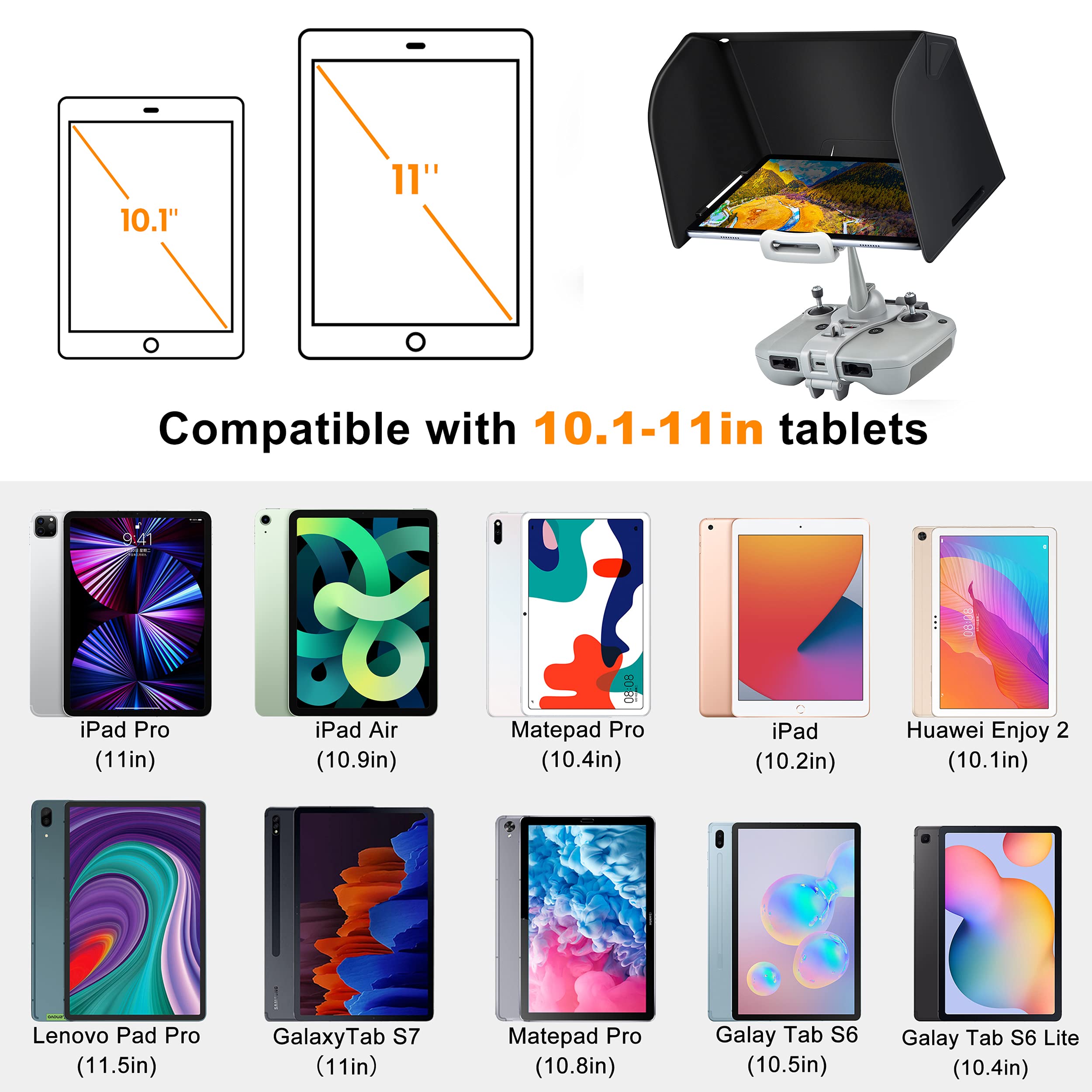 STARTRC Tablet Sun Hood Sunshade for DJI Mini 2 SE/Mavic 3 Classic/Mini 3/Mini 2/Air 2S/Mini 3 Pro Drone Controller Accessories,Suitable for 10.1-11.5 Inch IPad/IPad Air/IPad Pro and Other Tablets
