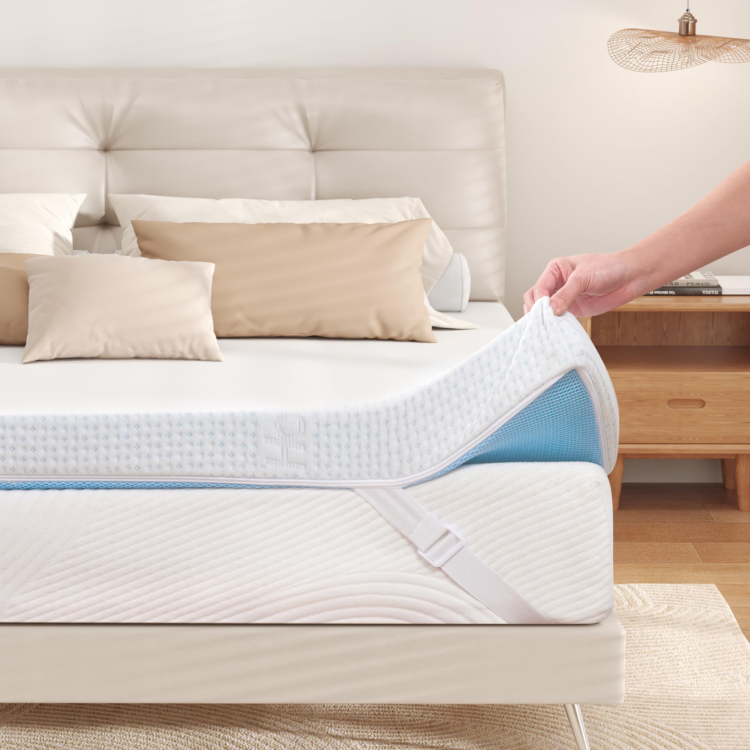 2 Inch Mattress Topper Queen - Gel Memory Foam Mattress Topper with Removable Soft Cover, Cooling Bed Topper Ventilated High Density Mattress Pad, CertiPUR-US Certified