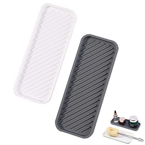 2PCS Silicone Sponge Holder Kitchen Sponge Holder,Silicone Sink Organizer Tray Organizer Tray for Bathroom, Soap Dispenser