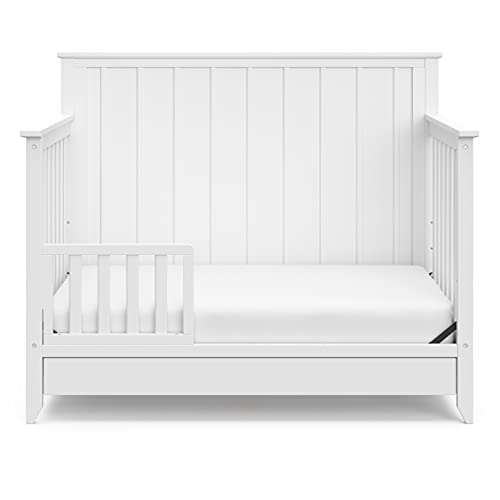 STORKCRAFT Forrest 5-in-1 Convertible Crib with Drawer (White) β GREENGUARD Gold Certified, Crib with Drawer Combo, Full-Size Nursery Storage Drawer, Converts to Toddler Bed, Daybed and Full-Size Bed
