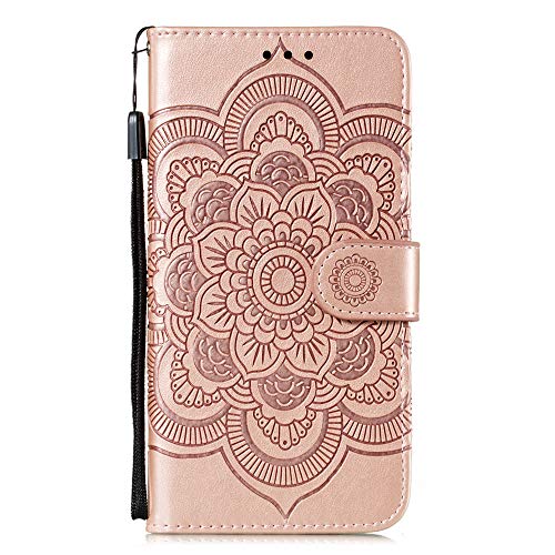 EMAXELER Xiaomi Redmi Note 9 Case Stylish Premium PU Leather Wallet Cover Magnetic Shockproof Flip Case with Kickstand Credit Cards Slot for Xiaomi Redmi Note 9 Sunflower Rose Gold LD