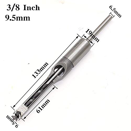 Amena 4Pcs Woodworker Square Hole Drill Bits Mortising Chisel Set,Woodworking Hole Saw Mortise Chisel Drill Bit Kit Tool Set 1/4 2/5 3/8 1/2
