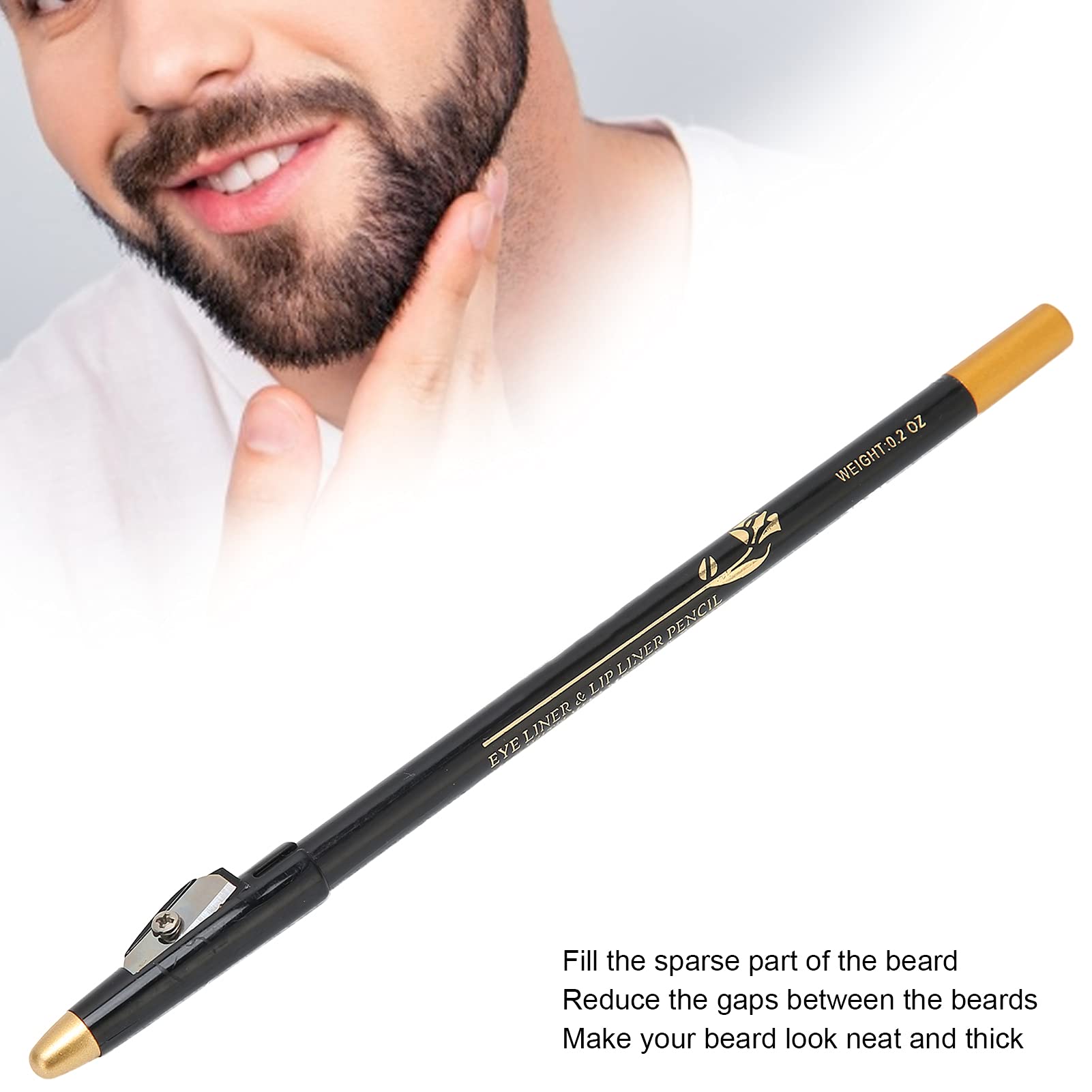 Barber Pencil, Beard Pencil Filler for Men, Barber Pencil for Lineup, Household Beard Pencil Liner, Long Lasting Repair Shape Beard Pen Water/Sweat Proof beard filler Shaping Styling Tool(black)
