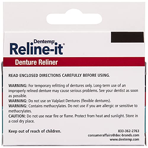 Dentemp Denture Reline Kit - Advanced Formula Reline It Denture Reliner (Pack of 1) - Denture Kit to Refit and Tighten Dentures for Both Upper & Lower Denture