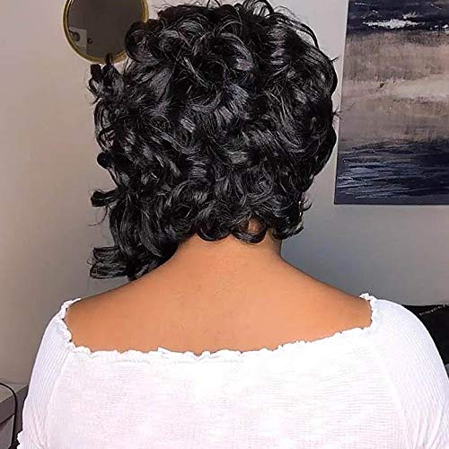 BeiSDWig Short Afro Curly Bob Wig Bob Wigs for Black Women Curly Synthetic Hair Wig Short Curly Bob Hairstyles