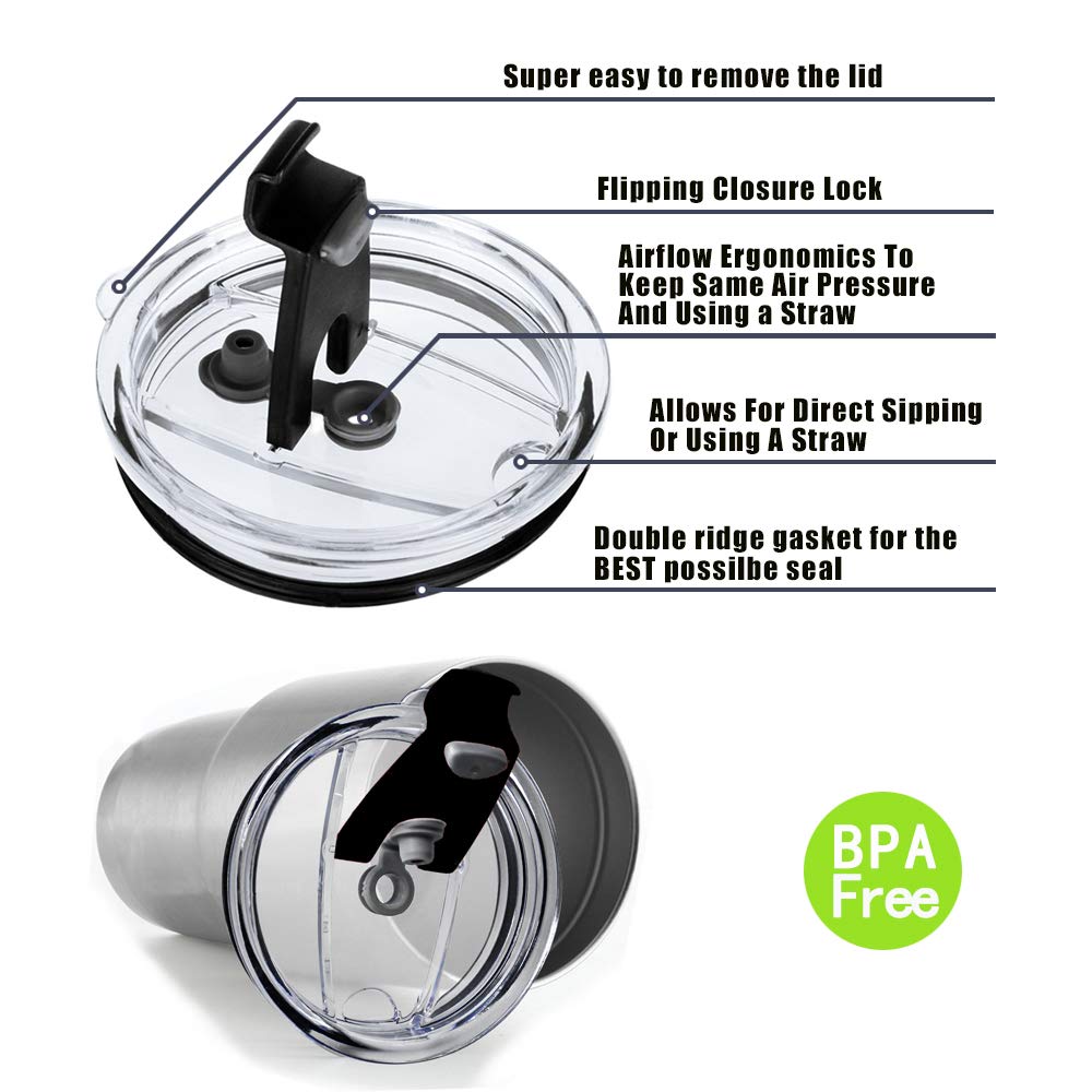 2 Pack Spill-proof Splash Resistant Lids,30 oz Tumbler Lids, Fits for YETI Rambler, Ozark Trail, Old Style Rtic and More(Pure Green+Black)