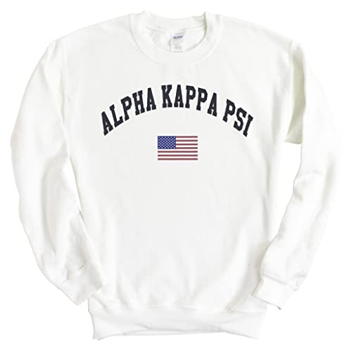Alpha Kappa Psi Traditional Flag Sweatshirt - Fraternity Crewneck Sweatshirt White