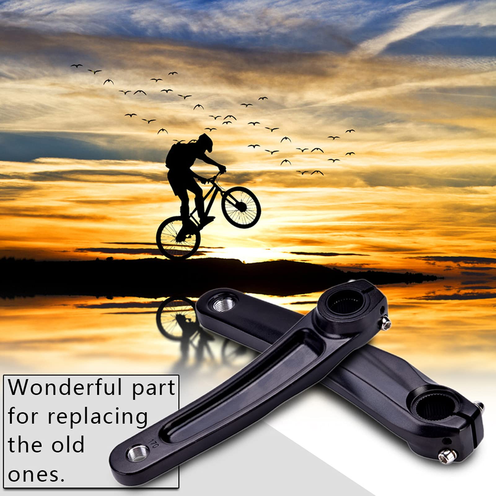 170mm Bike Crank Arm, Aluminum Alloy Left Crank Arm for MTB BMX Road, Compatible for 590 610 SLX Crankset(Black)