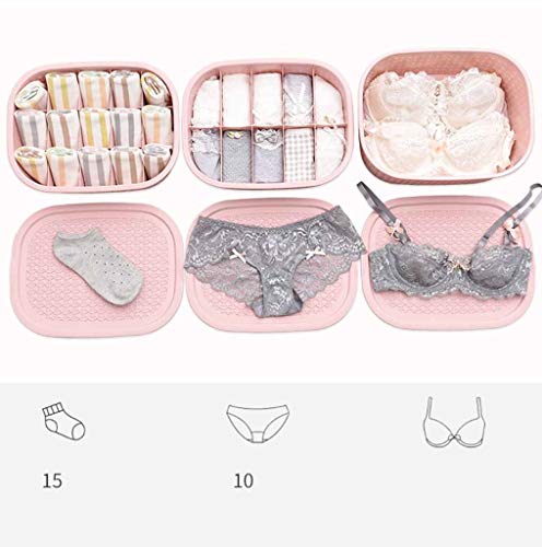 Czlsd Covered Underwear Storage Box Three-Piece Thickened Grid Panties Socks Storage Box Plastic Wardrobe Bra Finishing Box (Color : White)