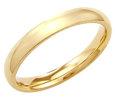 14k Solid Yellow Gold Plain Comfort Wedding Ring Band 3MM - Size 9