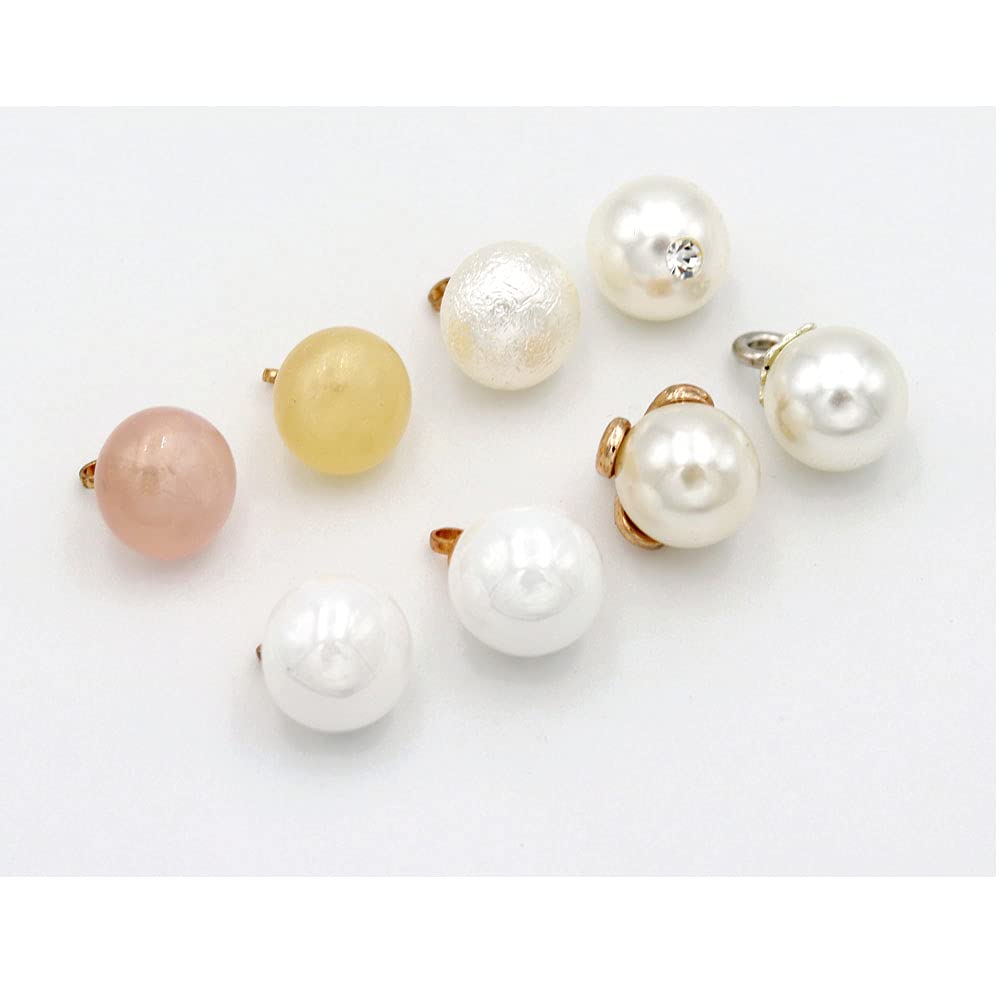 10Pcs Metal Mini Buttons Ball Pearl Buttons with Metal Shank for Clothes Craft Sewing Accessories(01 White,10mm)