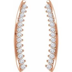 14k Rose Gold 1/3 Ct Diamond Ear Climbers Crawlers