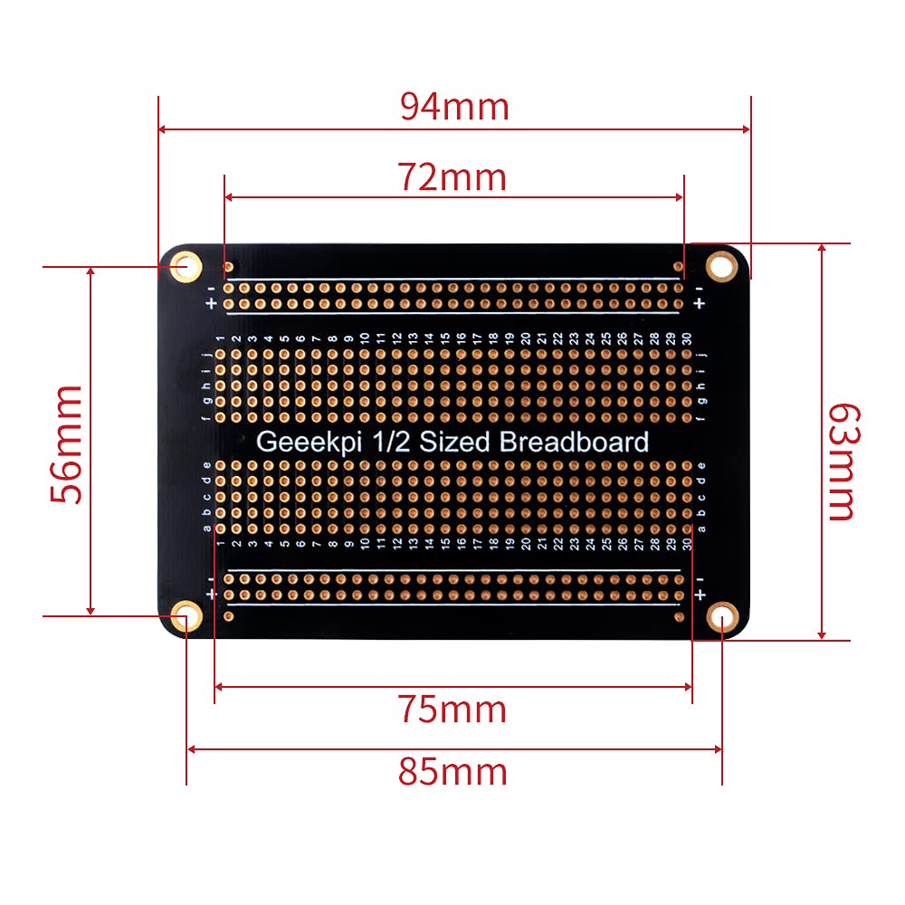 GeeekPi Electronic Fun Kit,with 3PCS Half Sized Breadboard Cable Resistor LED Potentiometer for Electronic Learning Kit, Compatible with Arduino IDE, UNO R3, MEGA2560, Raspberry Pi Range(Black)