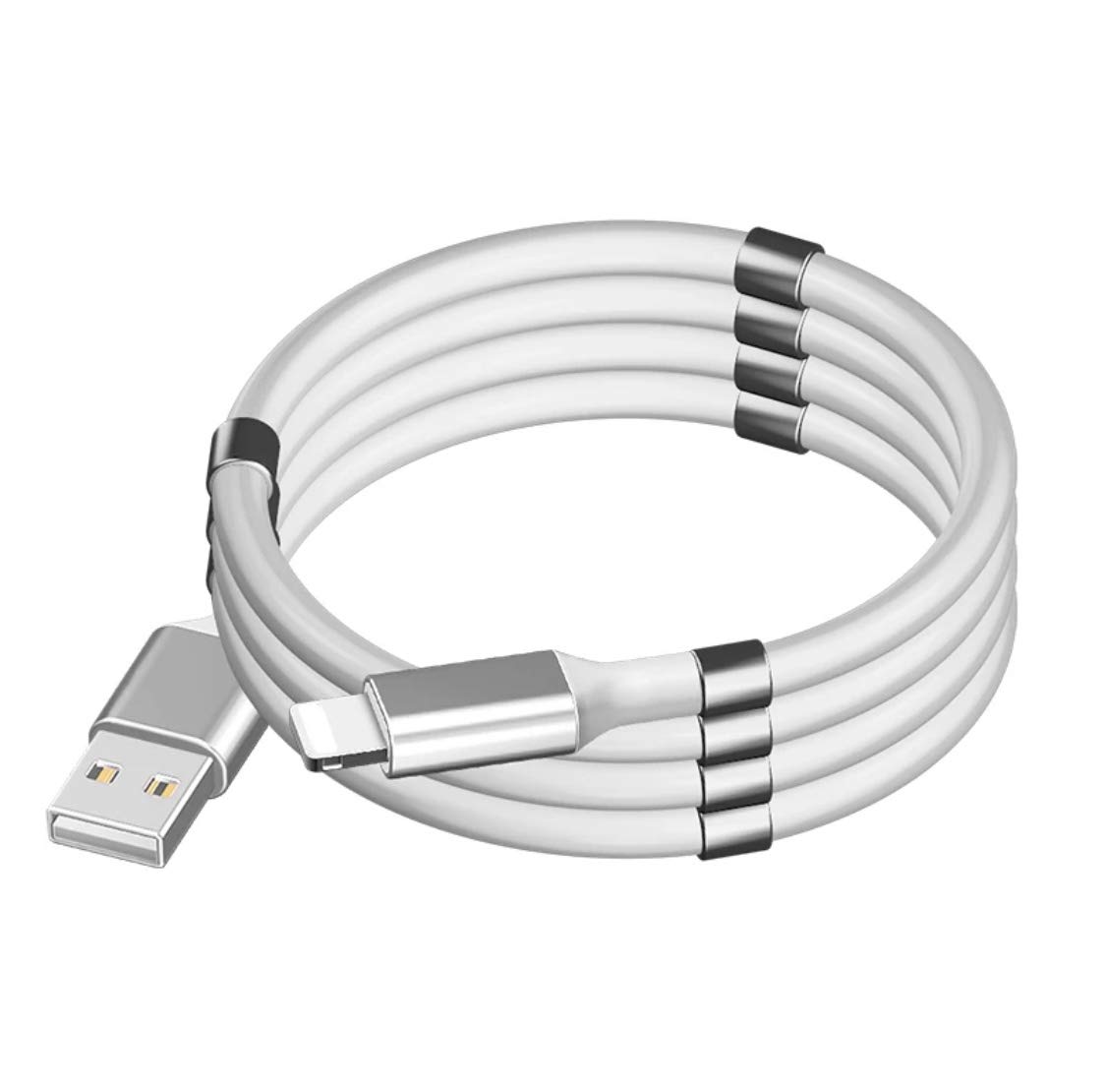 New Magnetic Charging Cable USB-Lighting New Winding Technology Very Organized 3ft Long Fashionable 3A Fast Charging Data Transfer Cord (Lighting)