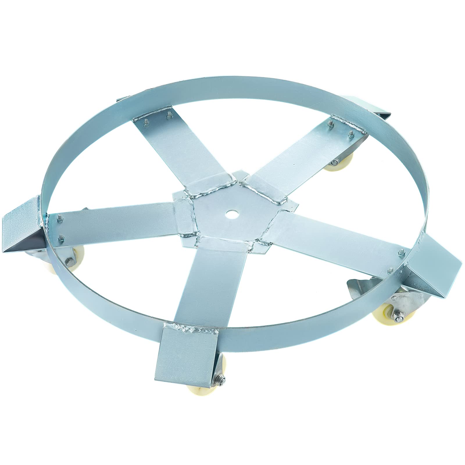 BestEquip Heavy Duty Drum Dolly 5 Swivel Caster Wheel 55 Gallon Steel Frame Non Tipping with Brake