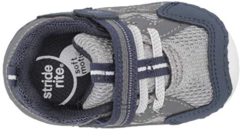 Stride Rite baby boys Soft Motion Kylo Sneaker, Navy/Gray, 6 Wide Toddler US