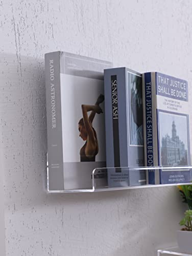 4 Pack Clear Acrylic Floating Wall Ledge Shelf for,15'' Invisible Mounted Nursery Kids Bookshelf for Room,Modern Funko Pop Display Shelves Toy Storage (Pack of 4)