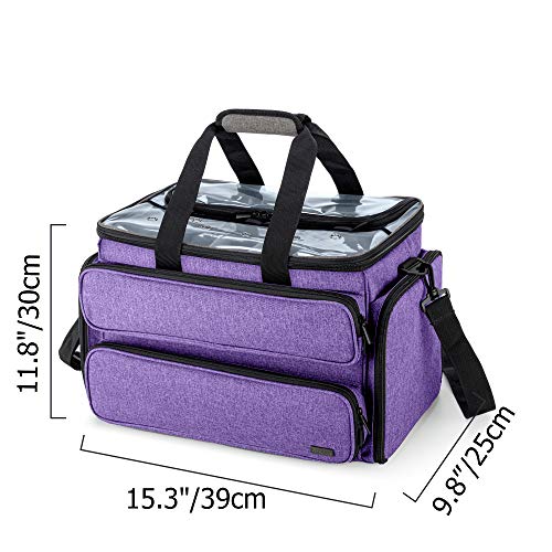 YARWO Knitting Bag, Yarn Storage Organizer Tote for Knitting Needles(Up to 14β), Crochet Hooks, Circular Needles, Projects and Skeins of Yarn, Purple (Bag Only)