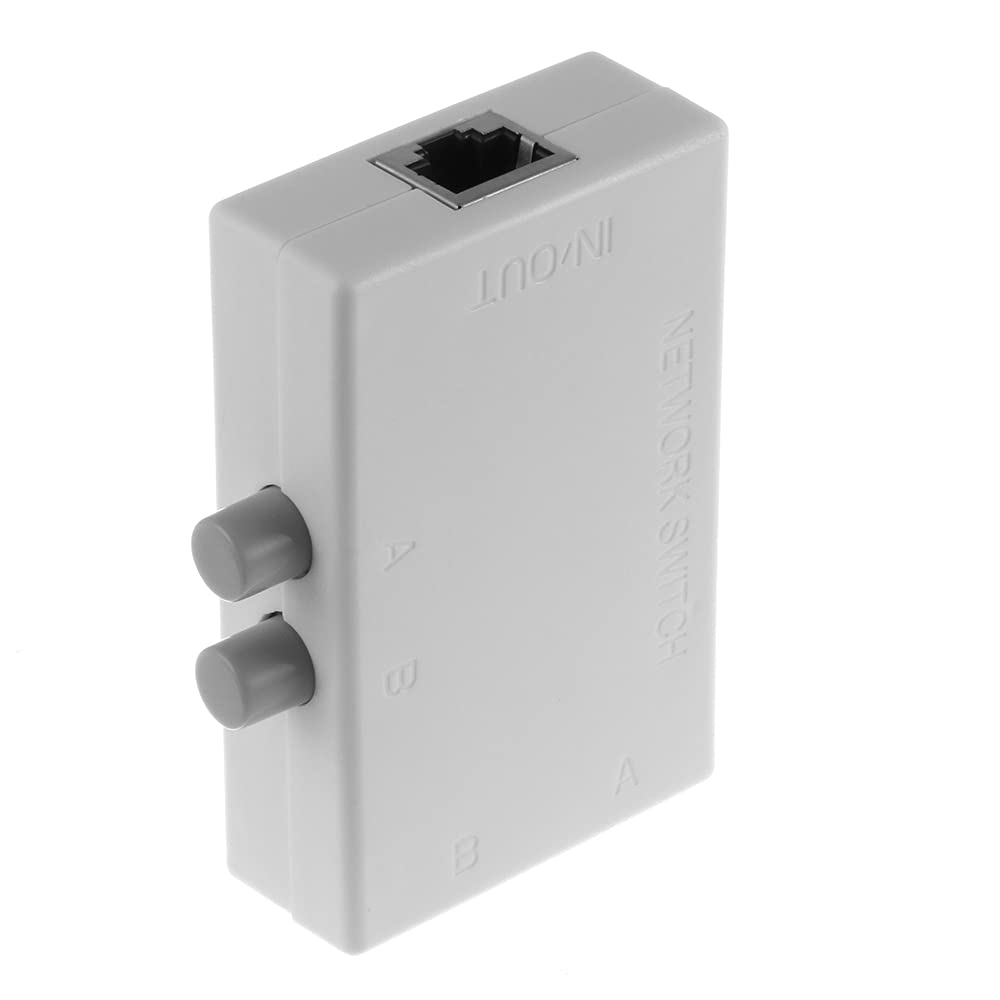FocusFoto Mini 2 Ports 1x2 or 2x1 RJ45 Network Ethernet Manual AB Sharing Selector Switch Box Splitter Sharing Box White