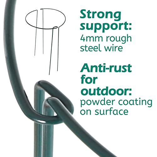 24 Pack Plant Support Stake, Half Round Metal Garden Plant Stake, Green Plant Support Ring, Border Support with Plant Lables & Plant Clips for Outdoor Indoor Plants, Vegetable, Flowers
