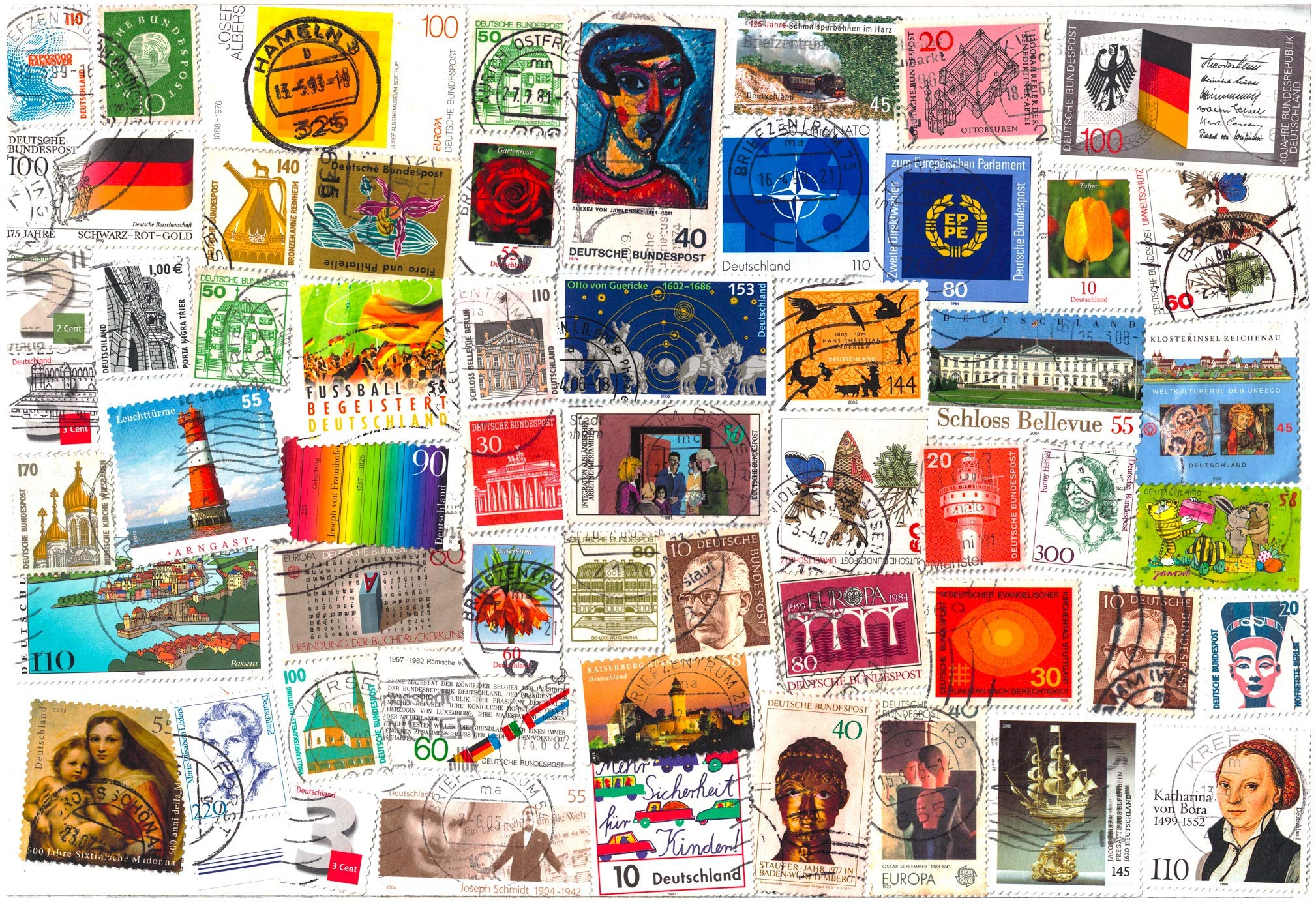 50 Stamps from Germany (East, WEST, Federal) Mixed Philately Used Postage Stamps Off Paper