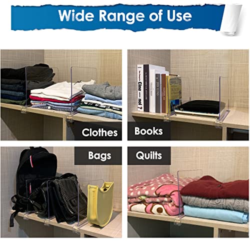 BVOPLME 4 Pack Acrylic Shelf Divider with 1 Pack Shirt Folding Board Set, Closets Shelf Organizer, Shelf Dividers for Closet Organization, Purses Closet Separators Shelf Organizer in Bedroom, Kitchen