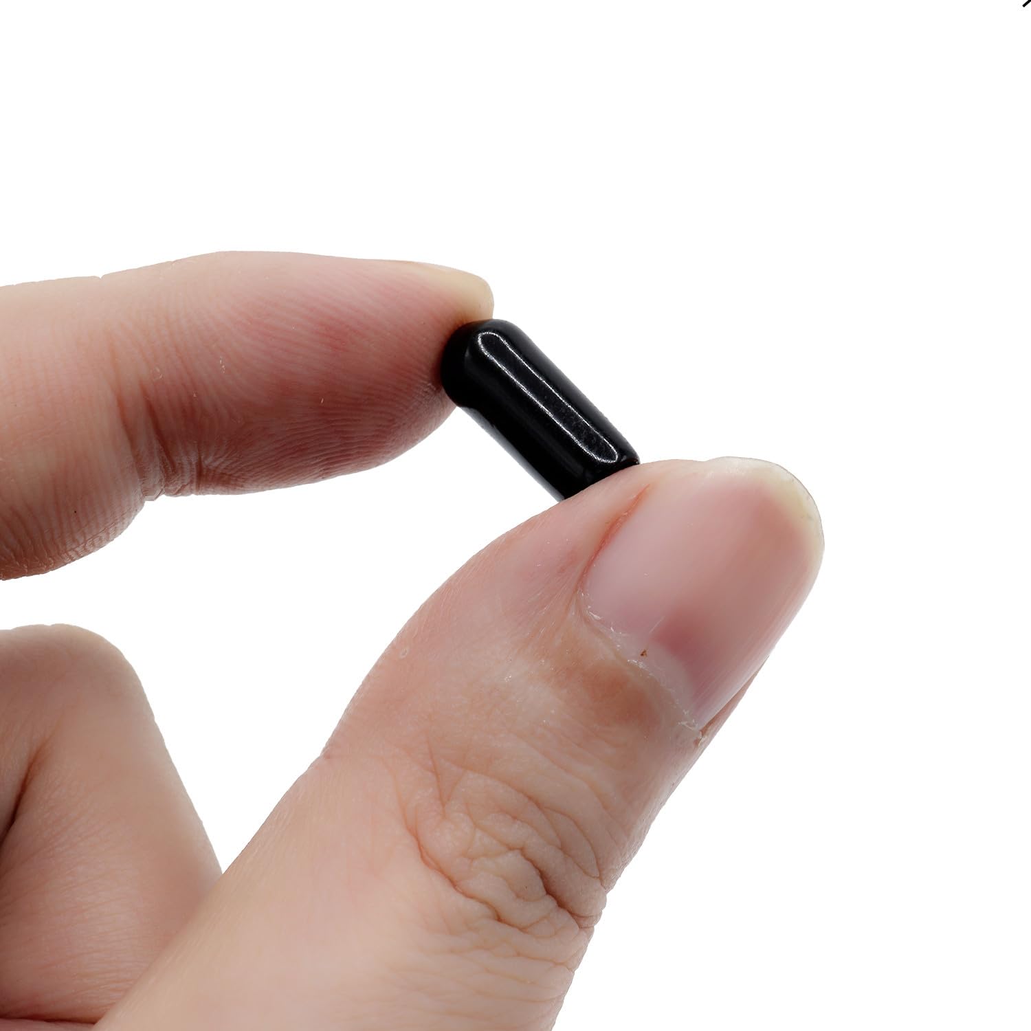 50pcs Screw Thread Protectors 2mm ID Rubber Round End Cap Cover Flexible Tube Caps Tubing Tip, 15 mm Long (Black,Inner Dia 2mm)