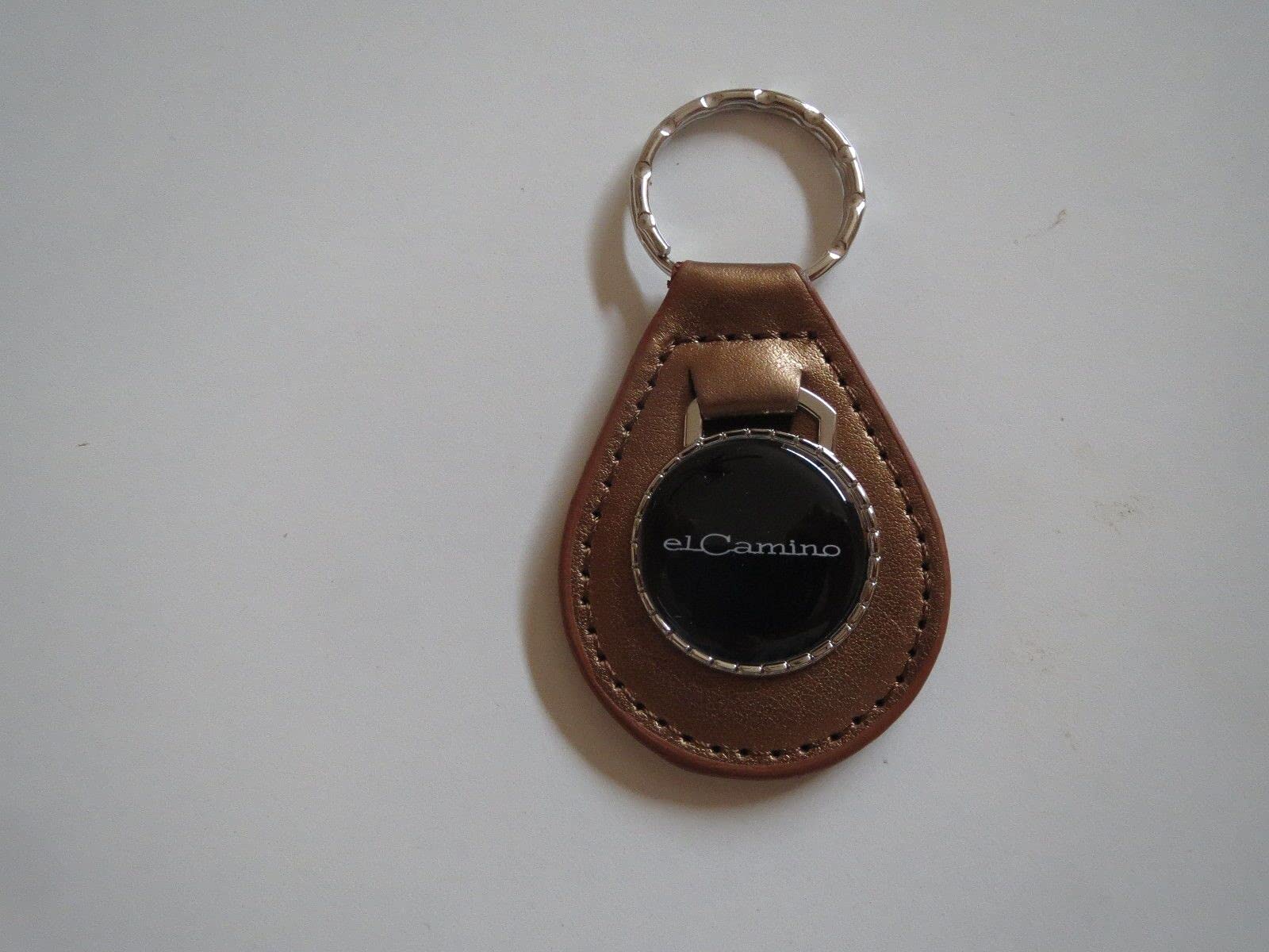 1959-1987 EL CAMINO SCRIPT LOGO EMBLEM LEATHER KEYCHAIN - GOLD