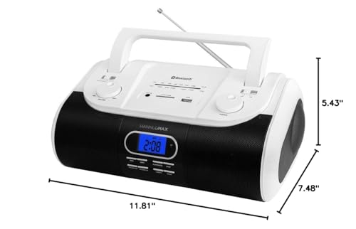 HANNLOMAX HX-509R Portable AM/FM Radio, Bluetooth, USB/SD Slot for MP3 Playback, Aux-in, AC/DC Dual Power Source. (White)