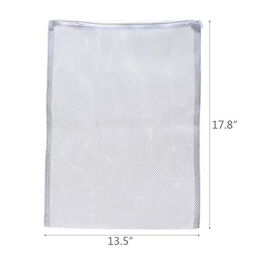 ALEGI Large Filter Media Bags,Aquarium Mesh Bags with Plastic Zipper,White Net Bags for Bio Balls, Ammonia Remover 17.8" by 13.5" (4pcs)