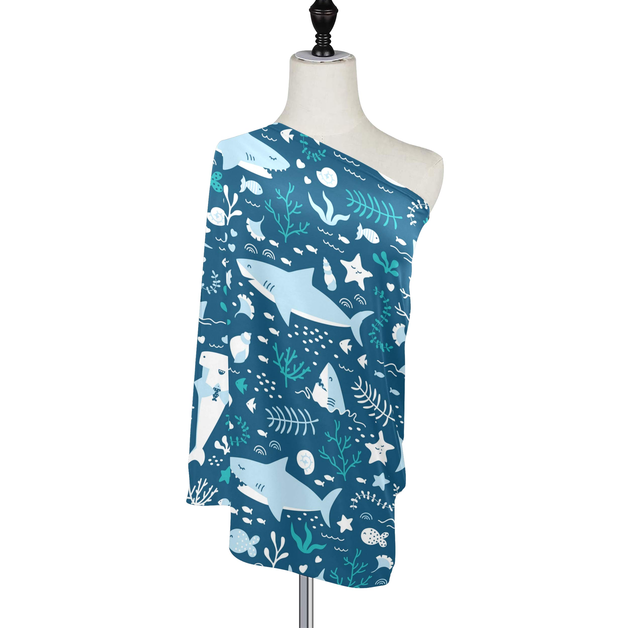 Nursing Cover Breastfeeding Scarf Cute Sharks - Baby Car Seat Covers, Stroller Cover, Carseat Canopy (801i)