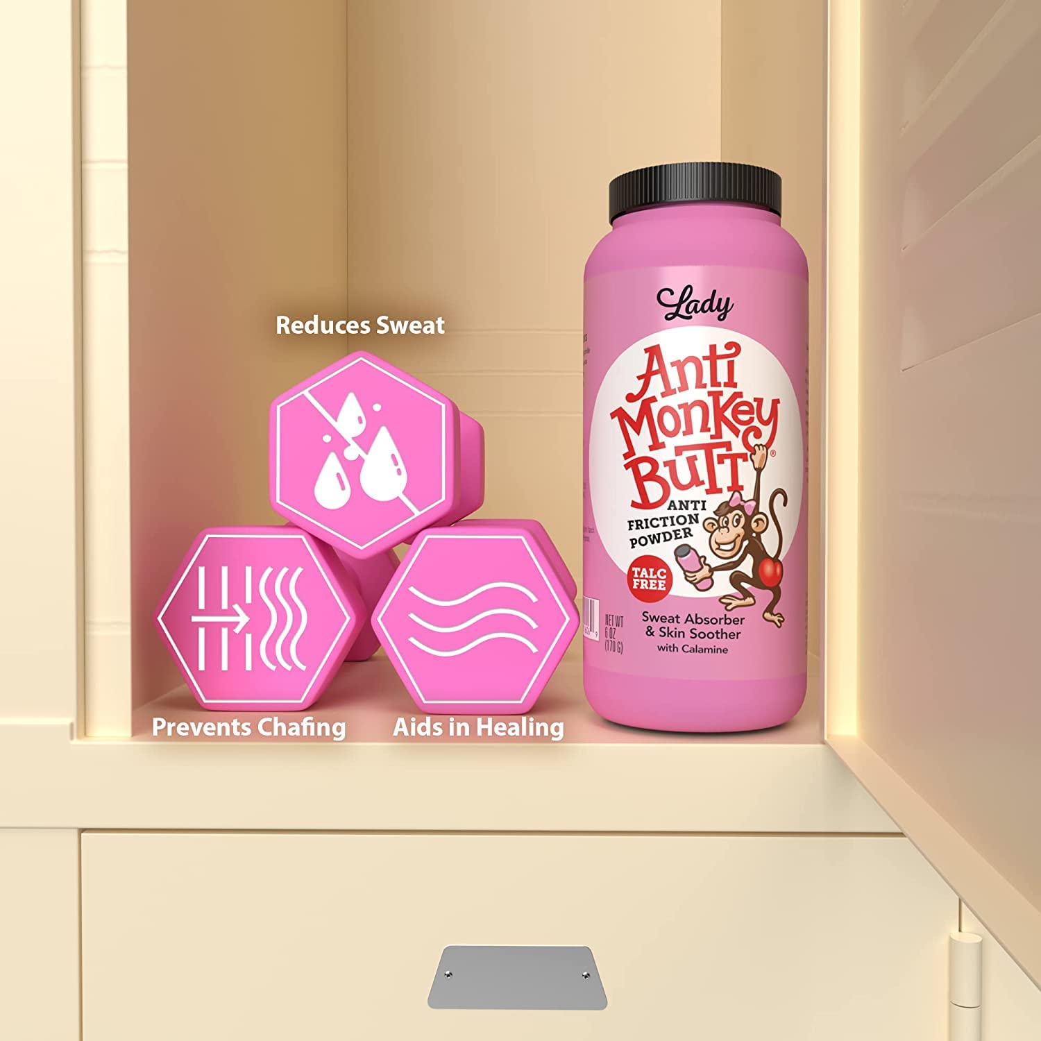 Anti Monkey Butt Lady Powder, 6 Ounce, 2 Count