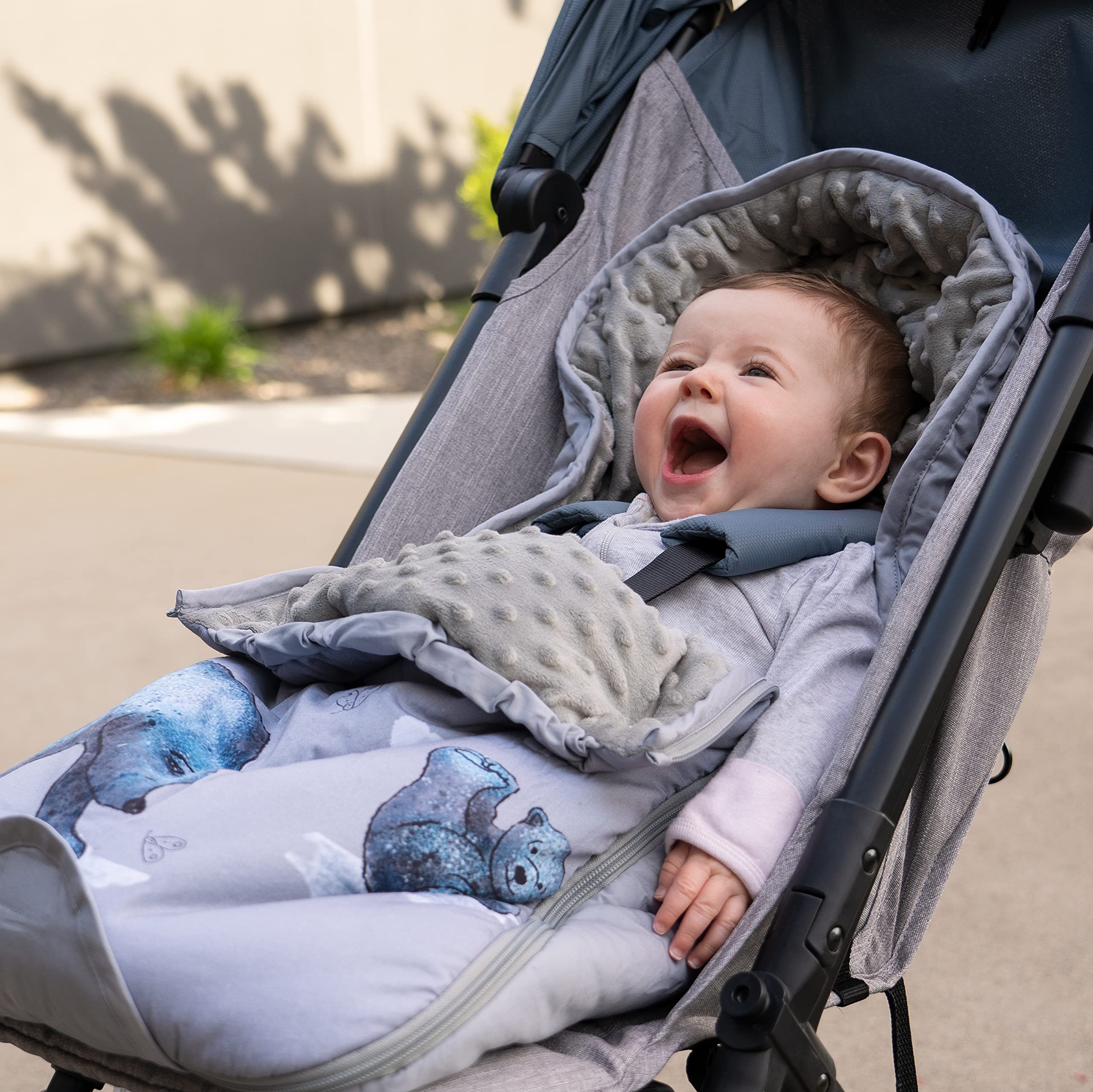 JumpOff Jo – Baby Bunting Bag - Stroller Blanket, Sleeping Bag & Sleep Sack – Baby Essentials for Newborn, Winter Car Seat Covers for Babies, Wearable Blanket – 0-12 Months - Mama Bear