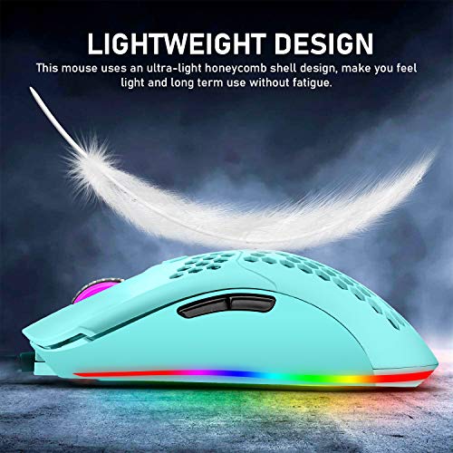 60% Mechanical Gaming Keyboard Blue Switch Mini 68 Keys Wired Type C Chroma RGB 18 Backlit Effects,Lightweight Gaming Mosue 6400DPI Honeycomb Optical,Gaming Mouse Pad for Gamers and Typists(Green)