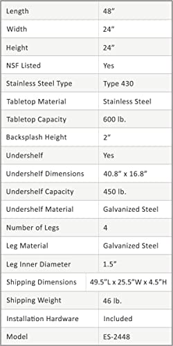 AmGood 24" x 48" Stainless Steel Equipment Stand | Height: 24" | Commercial Heavy Duty Grill Table