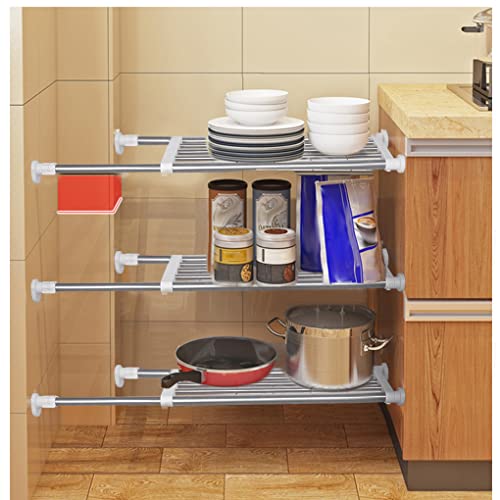 DAHOOMII Adjustable Closet Shelf Divider Tension Rod Expandable Clothes Storage Hanger Coat Rack DIY Stainless Steel 69-91.5cm/27.17inch-36.02inch 0778 -10 0