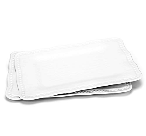 KOXIN-KARLU Melamine Trays, 17-inch Serving Trays and Platters, Set of 2 White