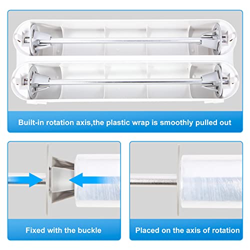 3 in 1 Foil and Plastic Wrap Organizer,Magnetic Plastic Wrap Dispenser with Cutter,Aluminum Foil Organization and Storage