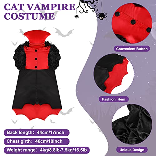4 Pcs Halloween Pet Costume Set, Funny Vampire Cape Cloak Devil's Horn Headband Bat Wings with Bell Vampire Costume for Cat and Small Dogs, Cat Outfit Clothes for Halloween Party Pet Cosplay (Large)