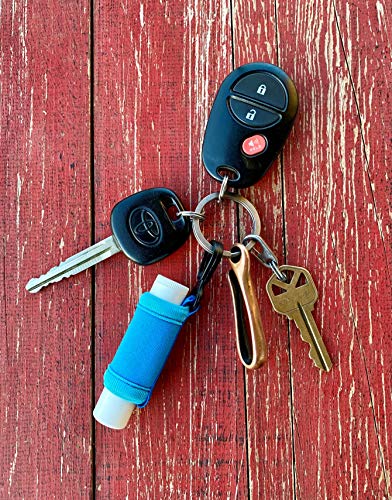 Chapstick Holder Keychain – Lip Balm Sleeve – Premium Neoprene with Key Chain Clip – Perfect for Chap Stick or Lip Gloss (Black, 2 Pack)