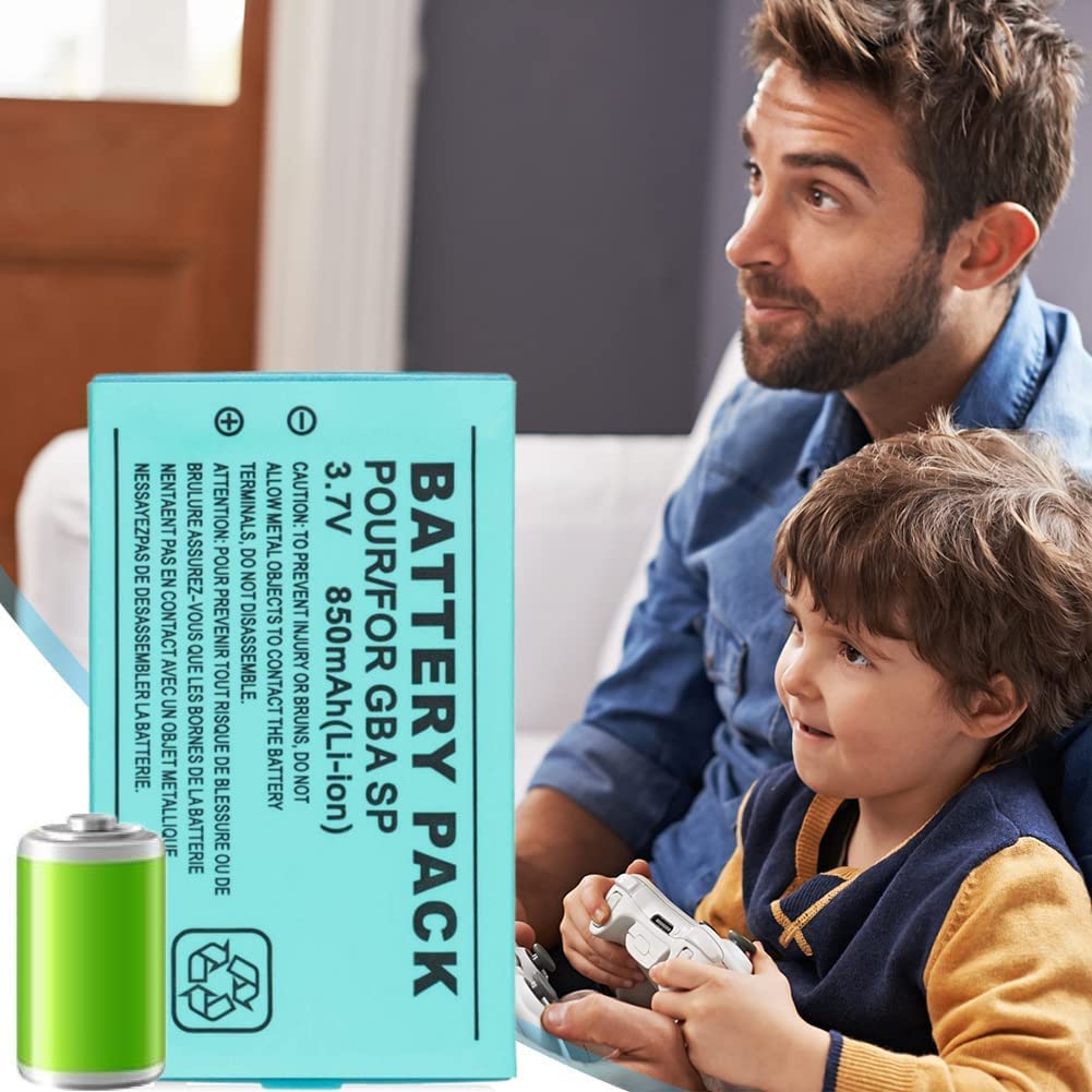2 Pack 850 mAh Rechargeable Lithium-ion Battery , Gameboy Advance SP Battery Pack,Tool Pack With Screwdriver For Nintendo GBA SP