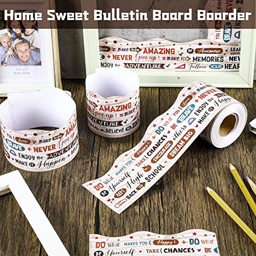 2.5 ft Motivational Classroom Bulletin Board Border Inspirational Quote Border Trim Greenery Scalloped Border Back to School Borders for Board Chalkboard (Rustic Style)