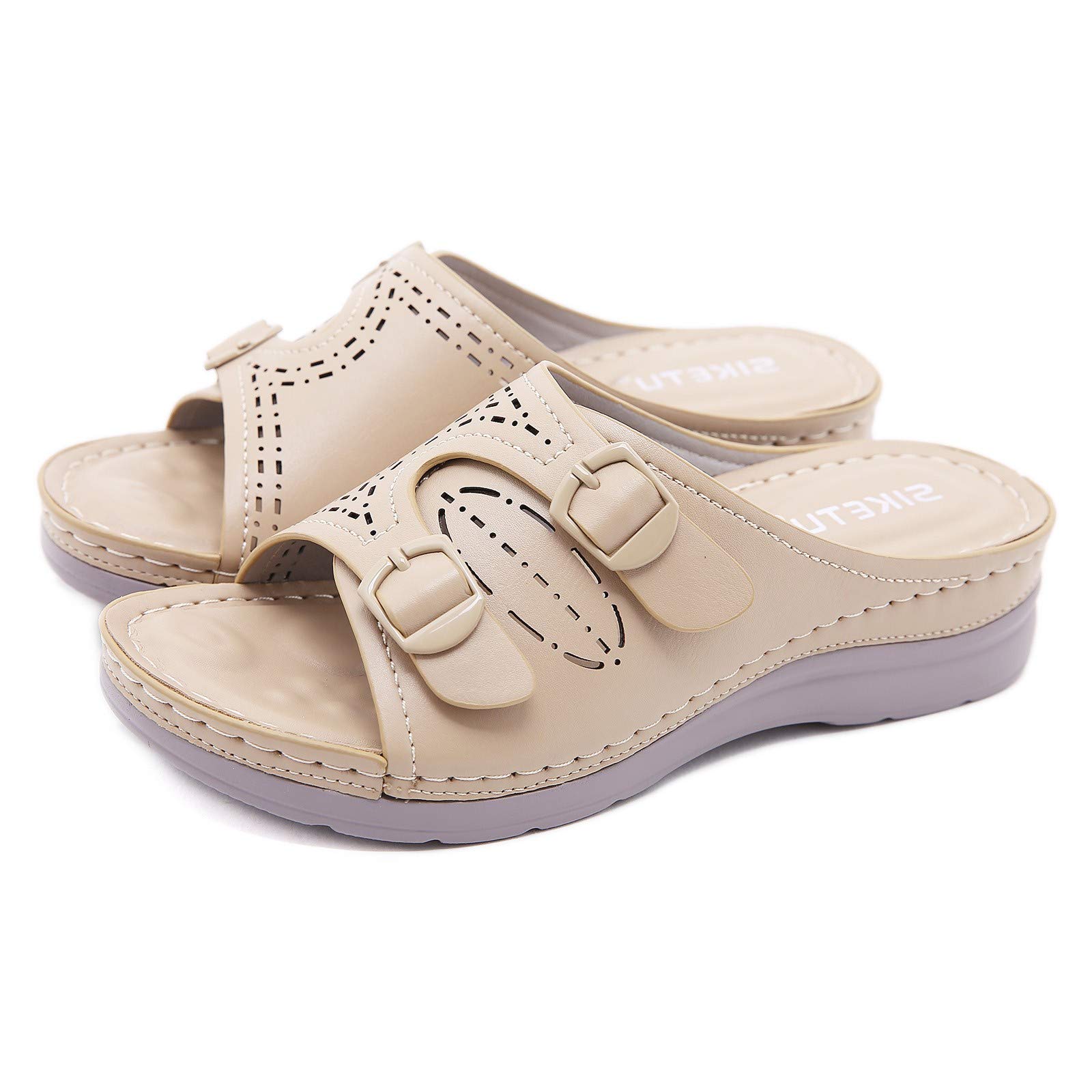 justHIGH Women's Slip on Flat Slide Sandals with Arch Support Lightweight Waterproof Outdoor/Indoor Lightweight Sandals