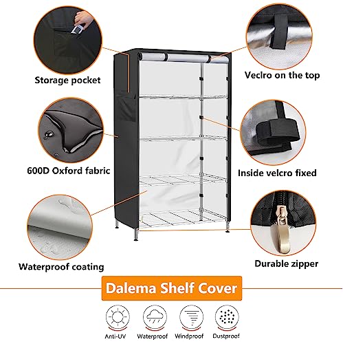 Dalema Waterproof Shelf Cover,Heavy Duty Dustproof Storage Shelving Unit Cover,Durable Steel Organizer Wire Rack Covers,Shelf Display Rack Protector Cover with Zipper.(Black,Fits 36x18x72 Shelf)