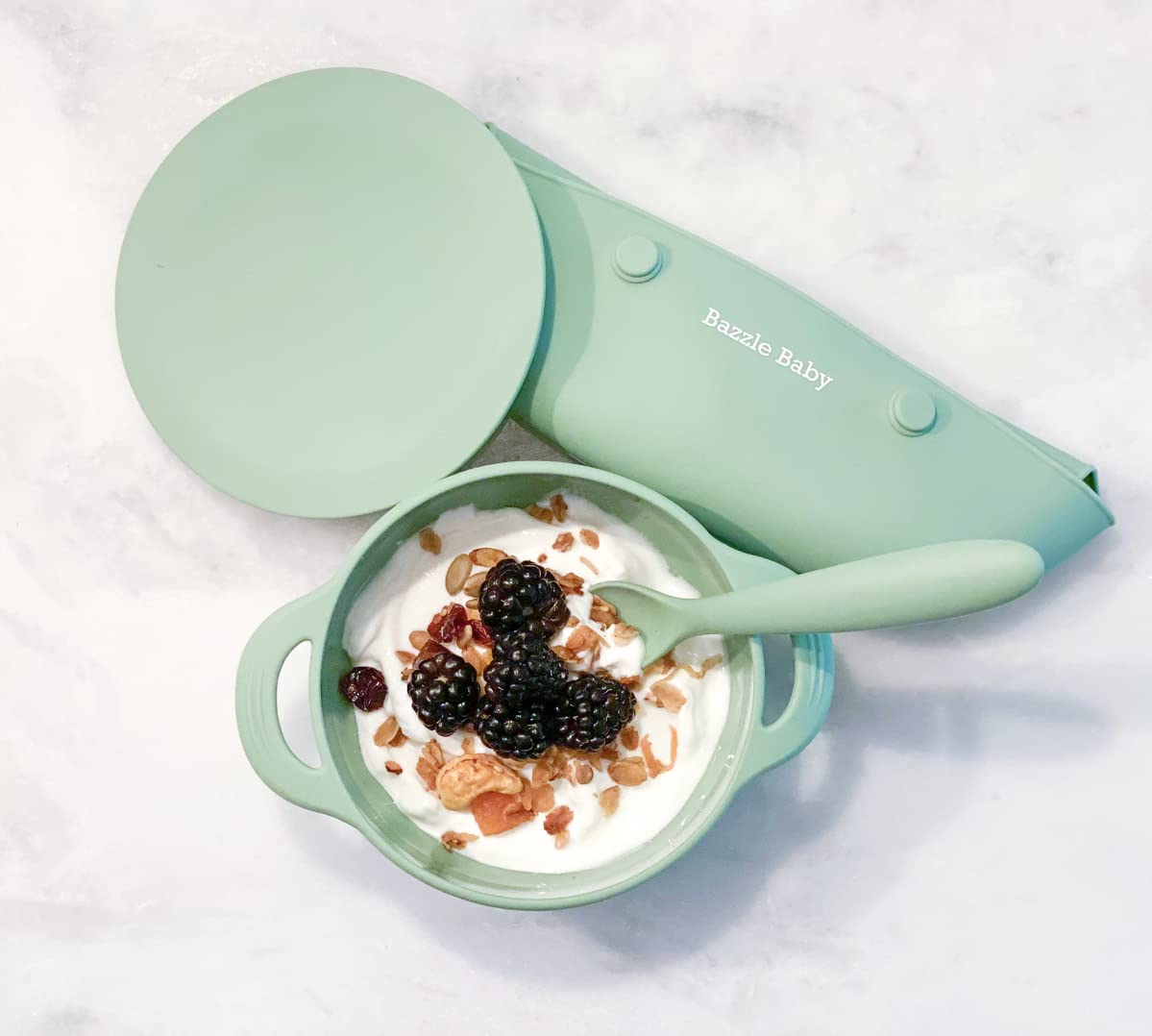 Bazzle Baby Silicone Suction Bowls with Suction Lid and Spoon 3-piece set BPA Free Silicone | Perfect for 4-36 Months
