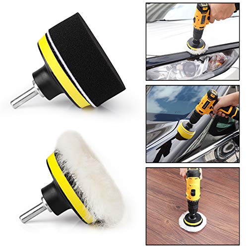 Kshineni Car Foam Drill 3-Inch Buffing Pad, 11 Pcs Polishing Pads Kit, Car Buffer Polisher Kit Drill Buffing Kit for Car Polishing, Waxing, Sealing Glaze