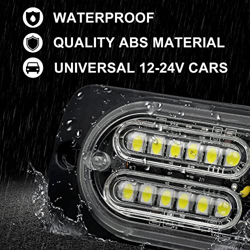 12-24V 20-LED Super Bright Emergency Warning Caution Hazard Construction Waterproof Amber Strobe Light Bar with 32 Different Flashing for Car Truck SUV Van - 4PCS (White Green)