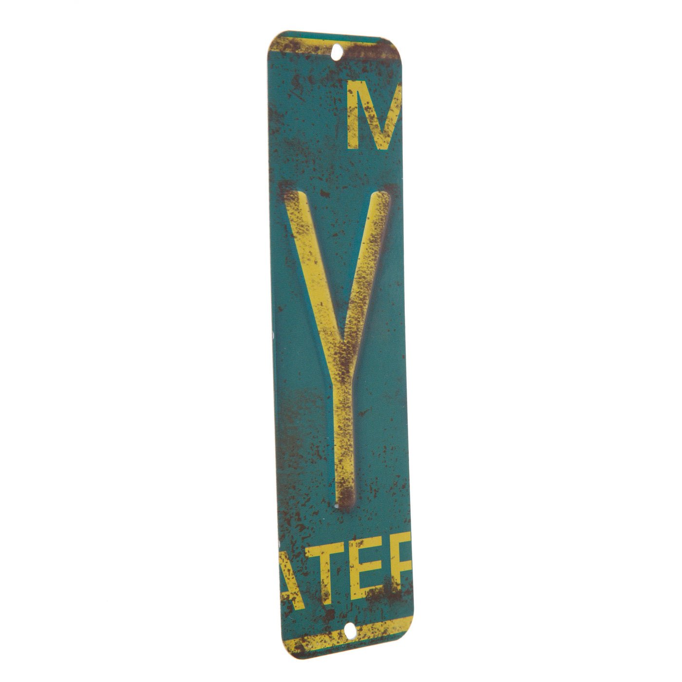 Antique Retro License Plate Indiviidual Alphabet Monogram Wall Letters Use with Wall Mounted Mailboxes, Mancave, Garage Spell Name or Initials Unique Nursery to Teenagers Room (Y)