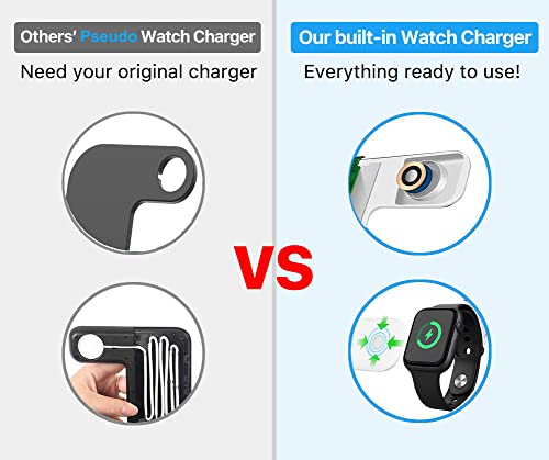 Charging Station for iPhone Multiple Devices, Foldable 3 in 1 Fast Charging Stand Dock for AirPods 3/2/1/Pro & iPhone 6-14 Series, Apple Watch Charger for Apple Watch Series with Adapter