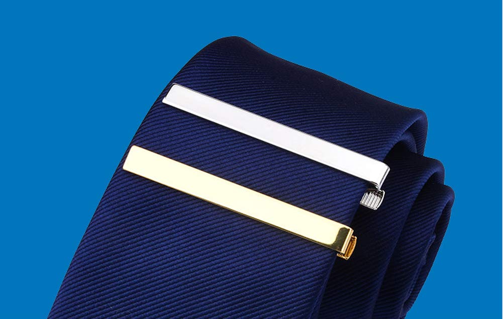 1PCS 2.4Inch Electroplate Copper Simple Men Tie Clips Necktie Bar Pins Clasp for Wedding Anniversary Business and Daily Life (Silver)